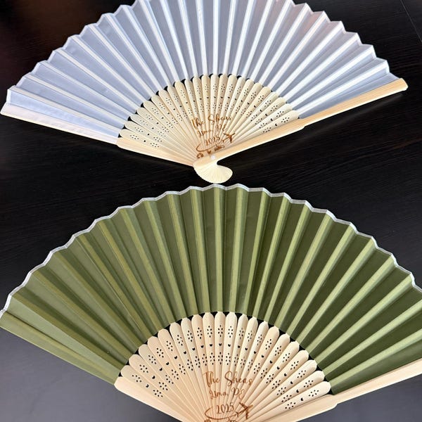 Personalized Custom Hand Fans Wedding Party Favors Frabic Fans Bulk ...