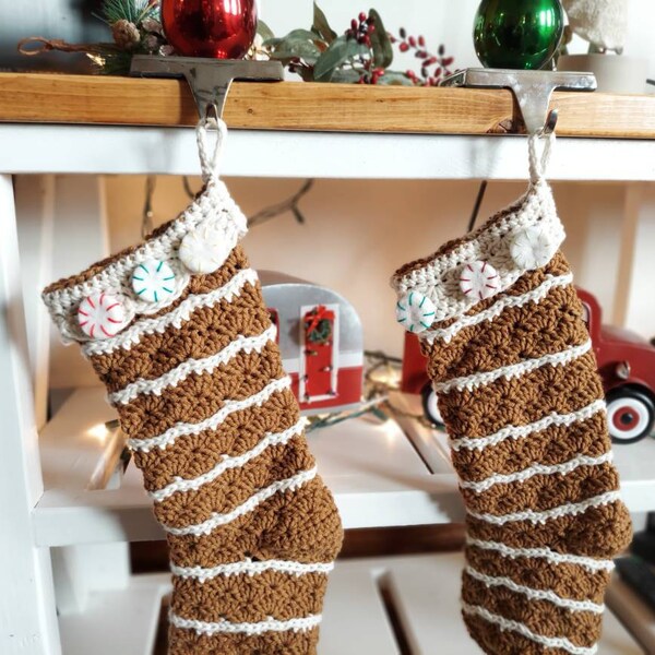 The Gingerbread Stocking Crochet Pattern | Christmas Stocking Crochet ...