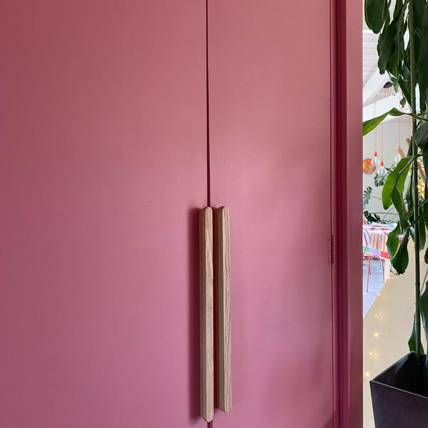 H04 Line Wooden Handles, Solid Oak, Circle Ends, Long Cabinet Pulls ...