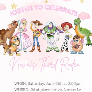 Pink Toy Story Birthday Invitation, Digital and Printable - Etsy