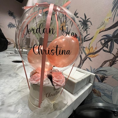 Hot Air Balloon Velvet Flower Box, Hat Box Flowers, Birthday Balloon ...