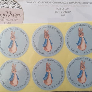 Personalised Peter Rabbit Themed Sticker Labels Birthday - Etsy UK