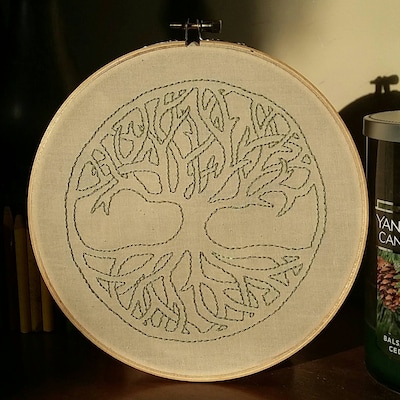 Tree of Life Hand Embroidery Pattern, Tree, Circle, Roots, Branches ...
