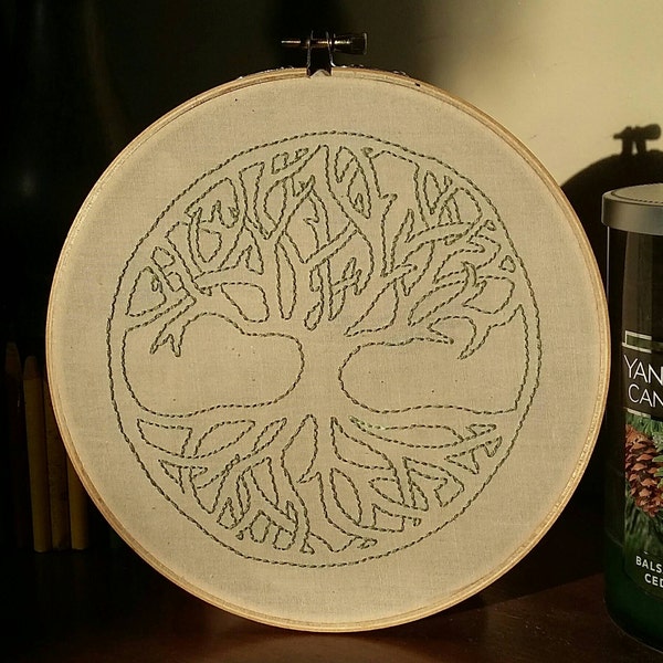 Tree of Life Hand Embroidery Pattern, Tree, Circle, Roots, Branches ...