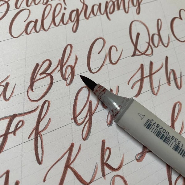 Basics of Brush Pen Calligraphy Practice Sheet Templates, Work Book for ...