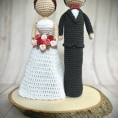 Loving Bride & Groom Amigurumi Crochet Doll Pattern Engagement Couple ...