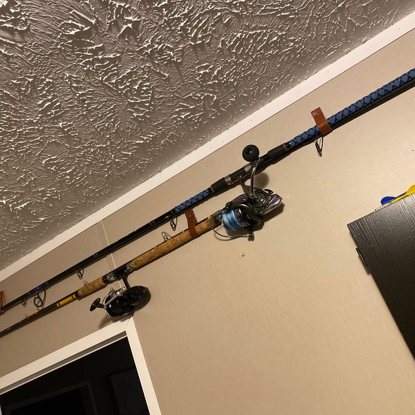 Leather Fishing Rod Holder, Rack, Pole Organizer, Fishing Decor ...