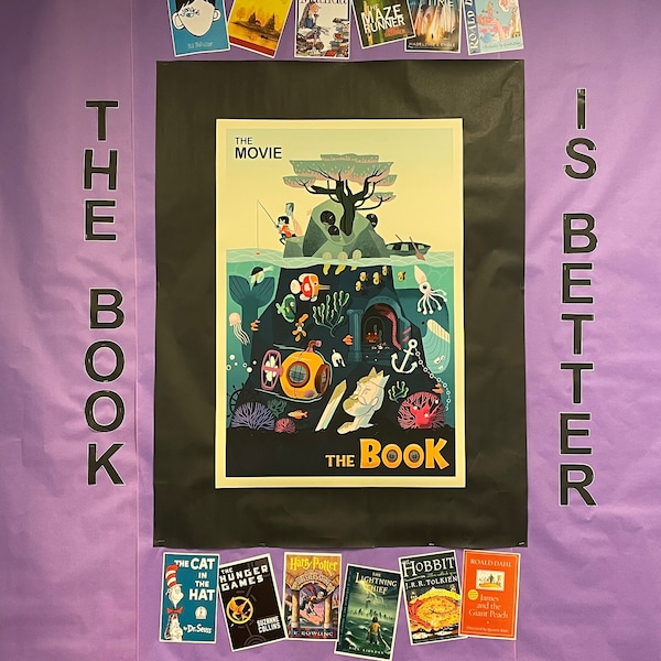 The Movie Vs the Book Original Literary Art Print. Fine Art Paper ...