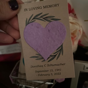 Flower Seed Paper Memorial Cards in Loving Memory Plantable Paper ...