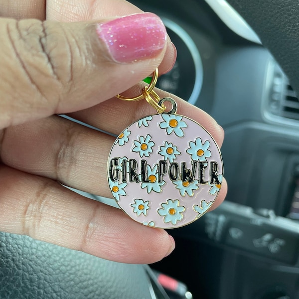 Girl Power Dog Tag, Pink, Daisy's Pet ID Tag, Custom Pet ID for Dogs ...