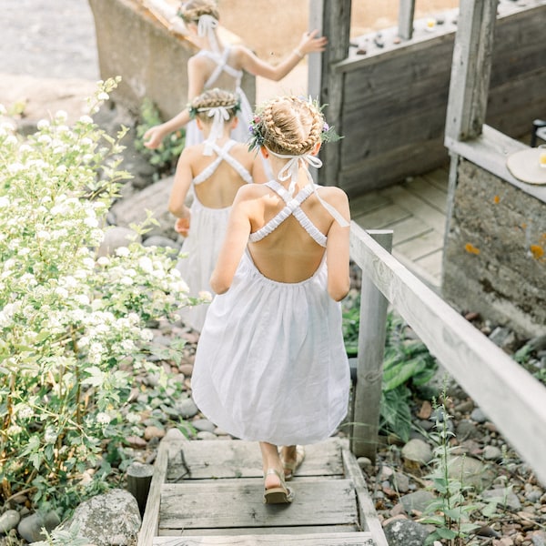 Milk Bridesmaid Dress, Milk Linen Dress for Girl, Bridesmaid Dress ...