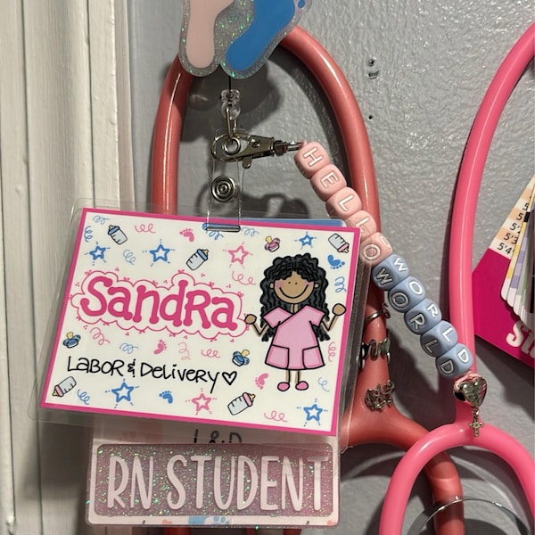 Personalized HORIZONTAL Badge Buddy: Healthcare Name Tag Badge Back 4”W ...