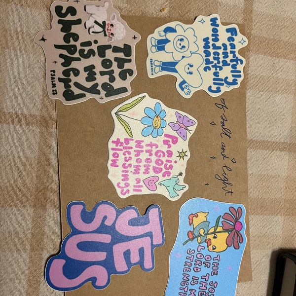 Surfing Jesus Waterproof Christian Sticker Faith Verse Bible Sticker ...