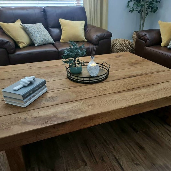 Hand-crafted Chunky Oak Sleeper Coffee Table – Wax Finish | Made to ...
