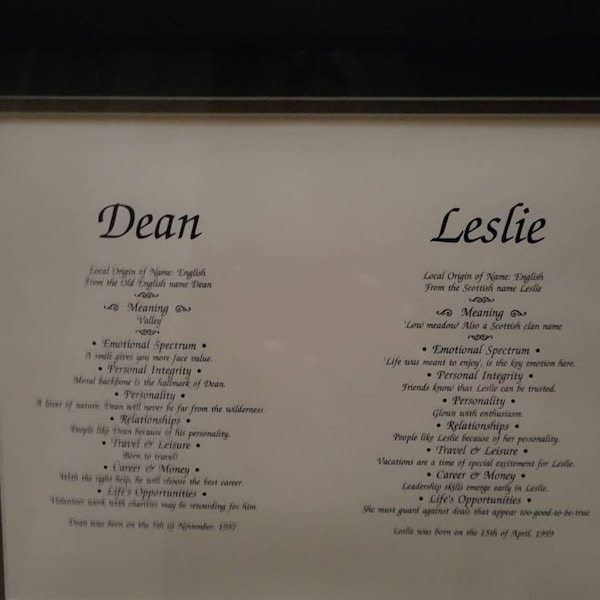 First Name Origin and Meaning Print Framed and Matted Any Name ...