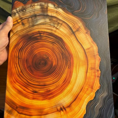 Wood Ring Canvas Painting, Wood Mosaic Wall Art, Original Art on Canvas ...