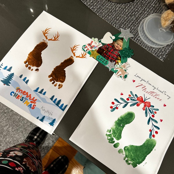 Christmas Handprint Footprint Art Craft Bundle, Christmas Handprint Art ...