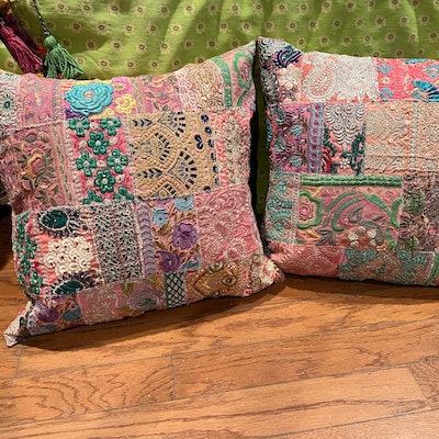 Pink Boho Indian Fabric by the Yard Embellished Fabric - Etsy