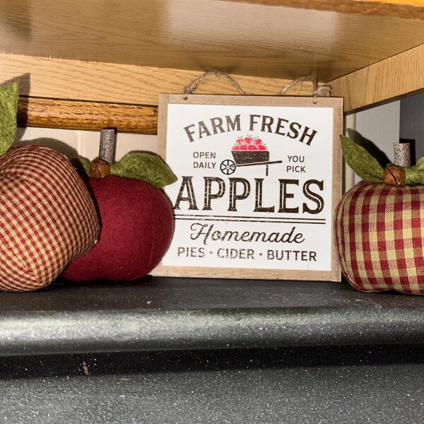 FARMHOUSE APPLES Set of 3 Farmhouse Tiered Tray Decor Bowl Filler ...