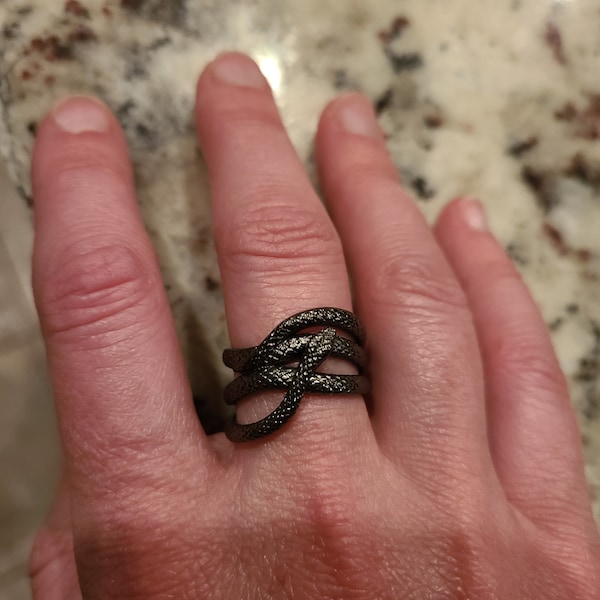 Black Snake Ring, Solid Silver Snake Jewelry, Ruthenium Plated Ring ...