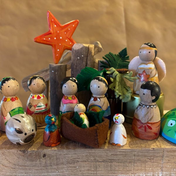 Hawaiian Nativity Set. Family. Present. Gift. Christmas. Chrstian ...