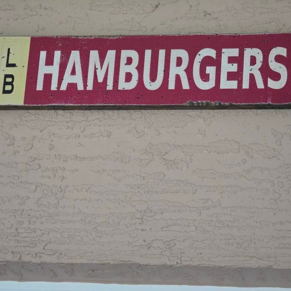 Quarter Pound Hamburger Vintage Sign - Rustic Hand Made Vintage Wooden ...