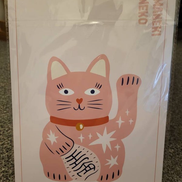 Lucky Cat Print, Maneki Neko Wall Art, Quirky Illustration, Gallery ...