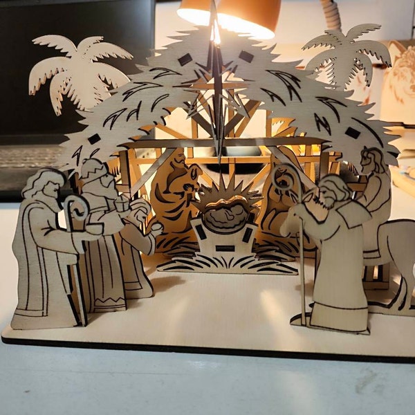 Nativity Scene Miniatures Laser Cut Svg File Glowforge Nativity ...