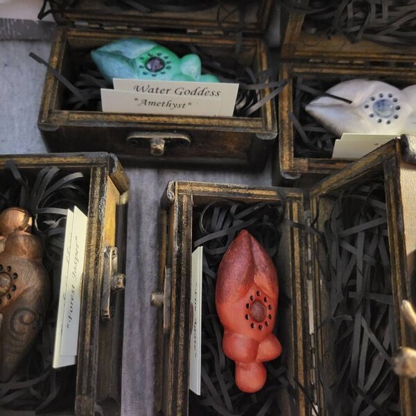 Witches Elemental Clay Goddess Altar Piece Set With Crystals and Chest ...