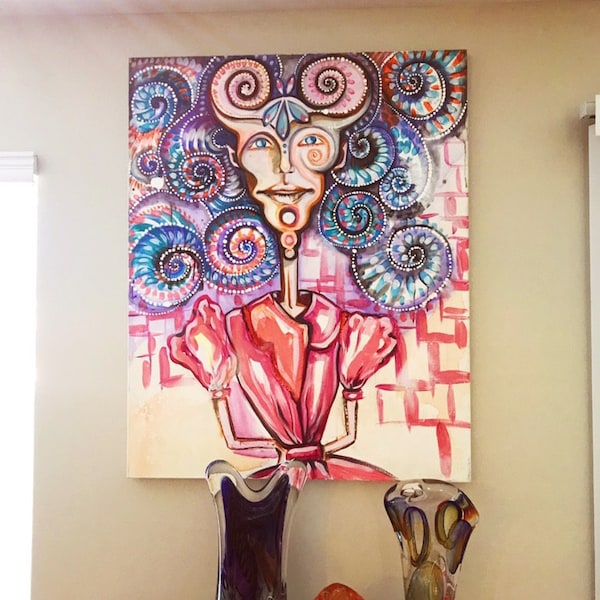 Frida Kahlo Hand-painted Guitar, Buddha Wall Art Decor, Unique ...
