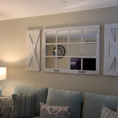 46x 36 Farmhouse Wall Decor Window Mirror Rustic Window Mirror Rustic ...