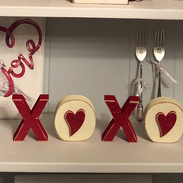 XOXO BLOCKS for Valentines, Shelf, Desk, Mantle and Home Decor - Etsy