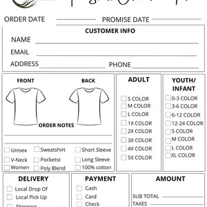 Pen Order Form Custom Pen Order Editable Order Forms Small Business ...
