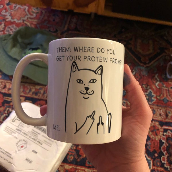 Funny Cat Coffee Mug Gift, Mug Vegetarian Gift, Gift for Vegetarian ...