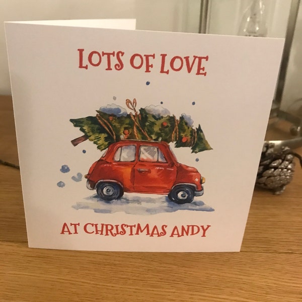 Personalised Christmas Card , Driving Home for Christmas Card, Red Car ...
