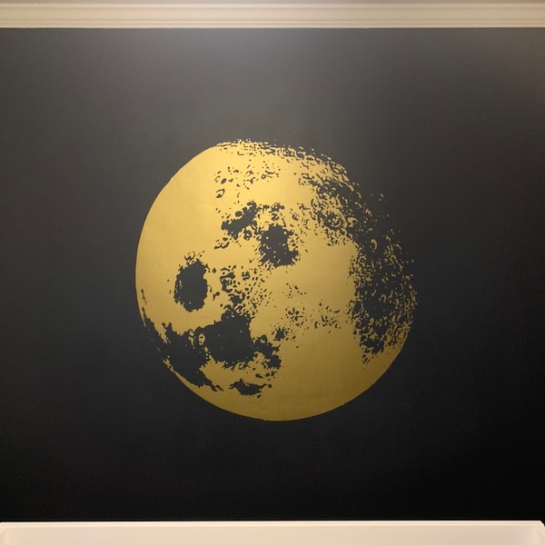 Moon Decal Golden - Gold Foil Art - Moon Wall Decal - Moon Wall Sticker ...