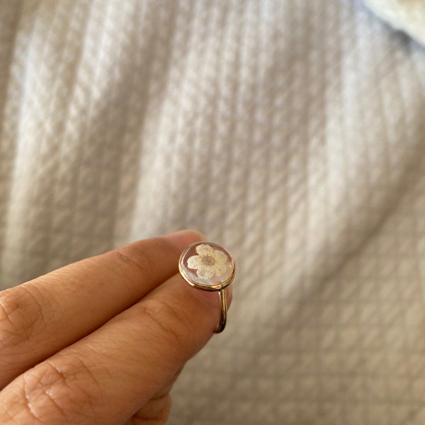 Pressed Flower Ring | Cottagecore Floral Ring | 14K Gold Filled Ring ...