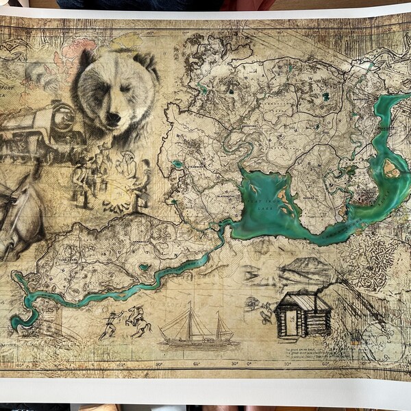 Full RDR2 Map Collectable Guide Hidden Location Print Video Game Wall ...