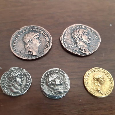 5 REPRODUCTION Roman Coins, AS, Dupondius, Aureus, Denarius, Nice Group ...