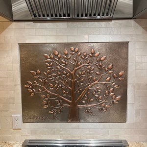 Tree of Wisdom Copper Mural for Kitchen Backsplash Indoor & - Etsy