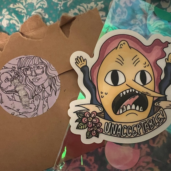 Lemongrab Unacceptable Tattoo Style 3.5"x3.5" Inch Clear Waterproof ...