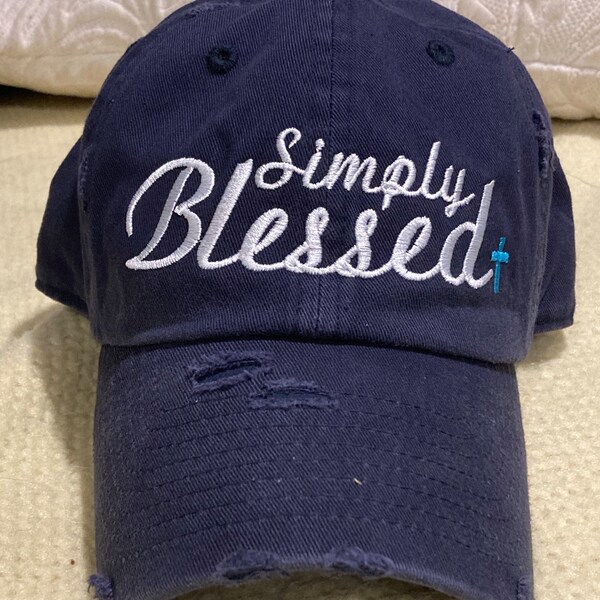 Simply Blessed Hat | Distressed Baseball Cap OR Ponytail Hat | Custom ...