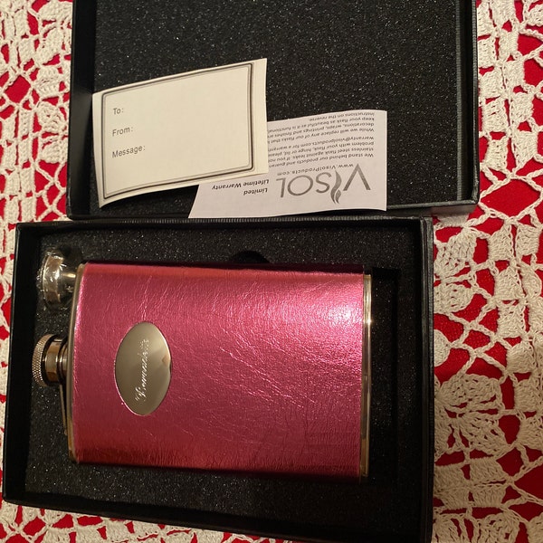 Personalized Flask for Women, 4oz Soft Pink Stainless Steel Hip Flask ...