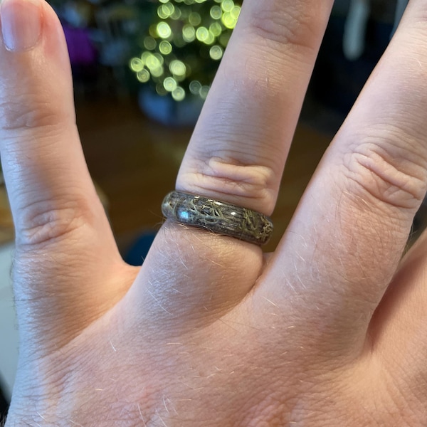 Lichen Wooden Winter Ring, Wood Forest Ring, Nature Moss Wedding Rings ...