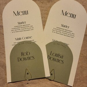 Printed Menu Place Cards for Weddings, With Guest Names Modern, Luxury ...
