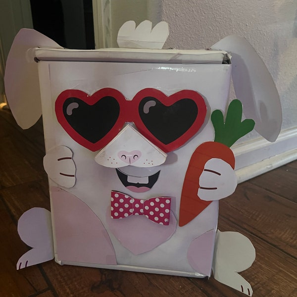 Rabbit Valentine Box Printable Decor Kit, Cute Bunny Valentine's ...