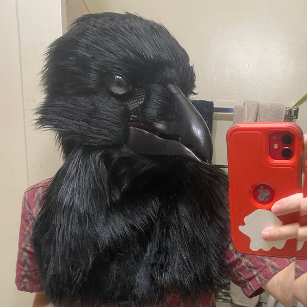 Raven Bird Skull Corvus Bone Skull Mask - Movable Moving Hinge Jaw- 3D ...