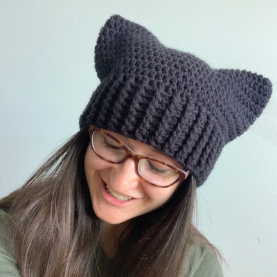 PATTERN PDF DOWNLOAD Crochet No-sew Square Cat Hat Adult Size - Etsy