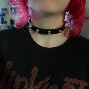 Leather Punk Collar With 9 Spikes - Etsy