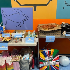 Blue Themed Pink Food Tent Card Hammerbarn Pizza and Sausages: Digital ...